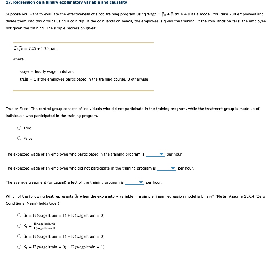 Solved Regression On A Binary Explanatory Variable And 