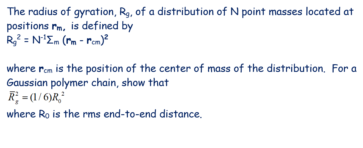 The radius of gyration, Rg, of a distribution of N | Chegg.com