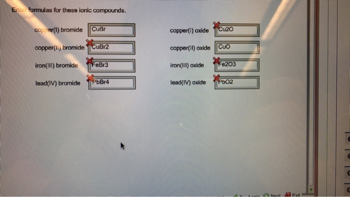 Solved Enter formulas for these ionic compounds. copper(I) | Chegg.com