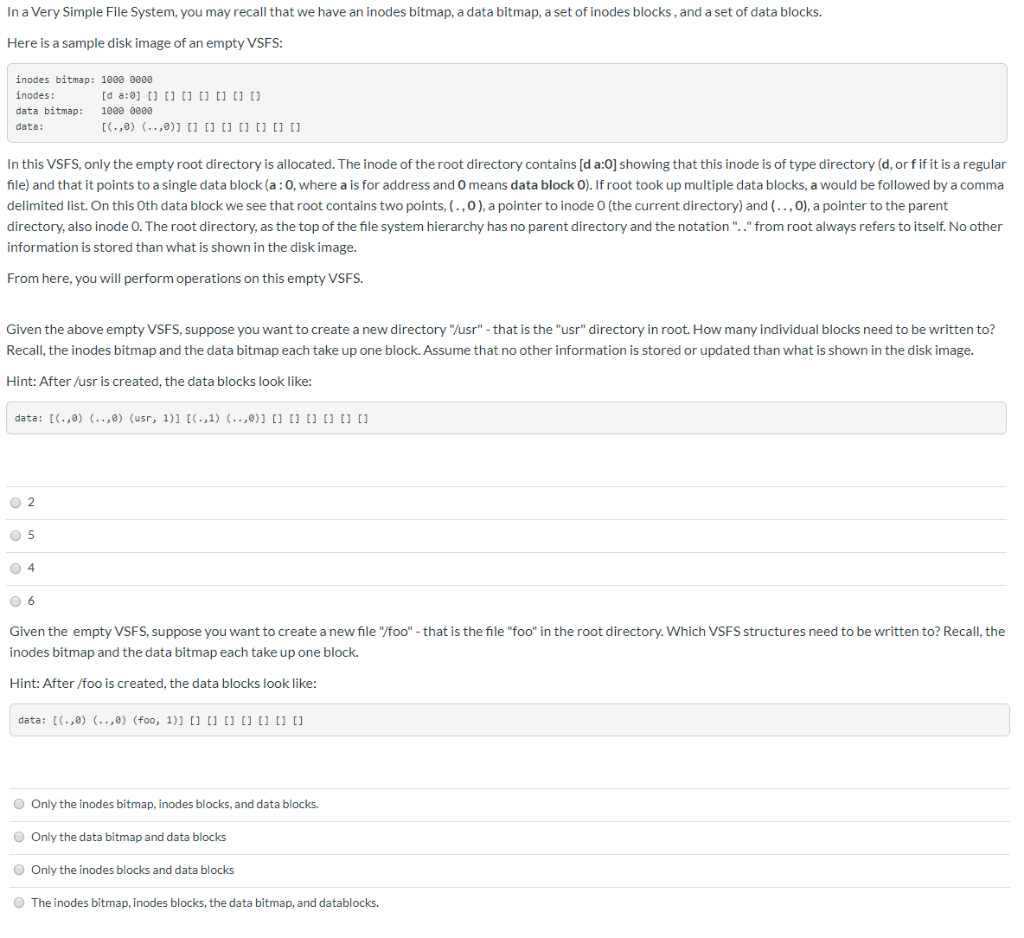 In a Very Simple File System, you may recall that we | Chegg.com