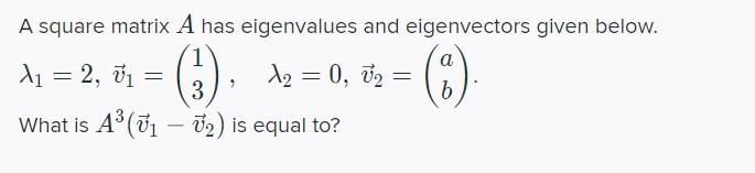 Solved A square matrix A has eigenvalues and eigenvectors | Chegg.com
