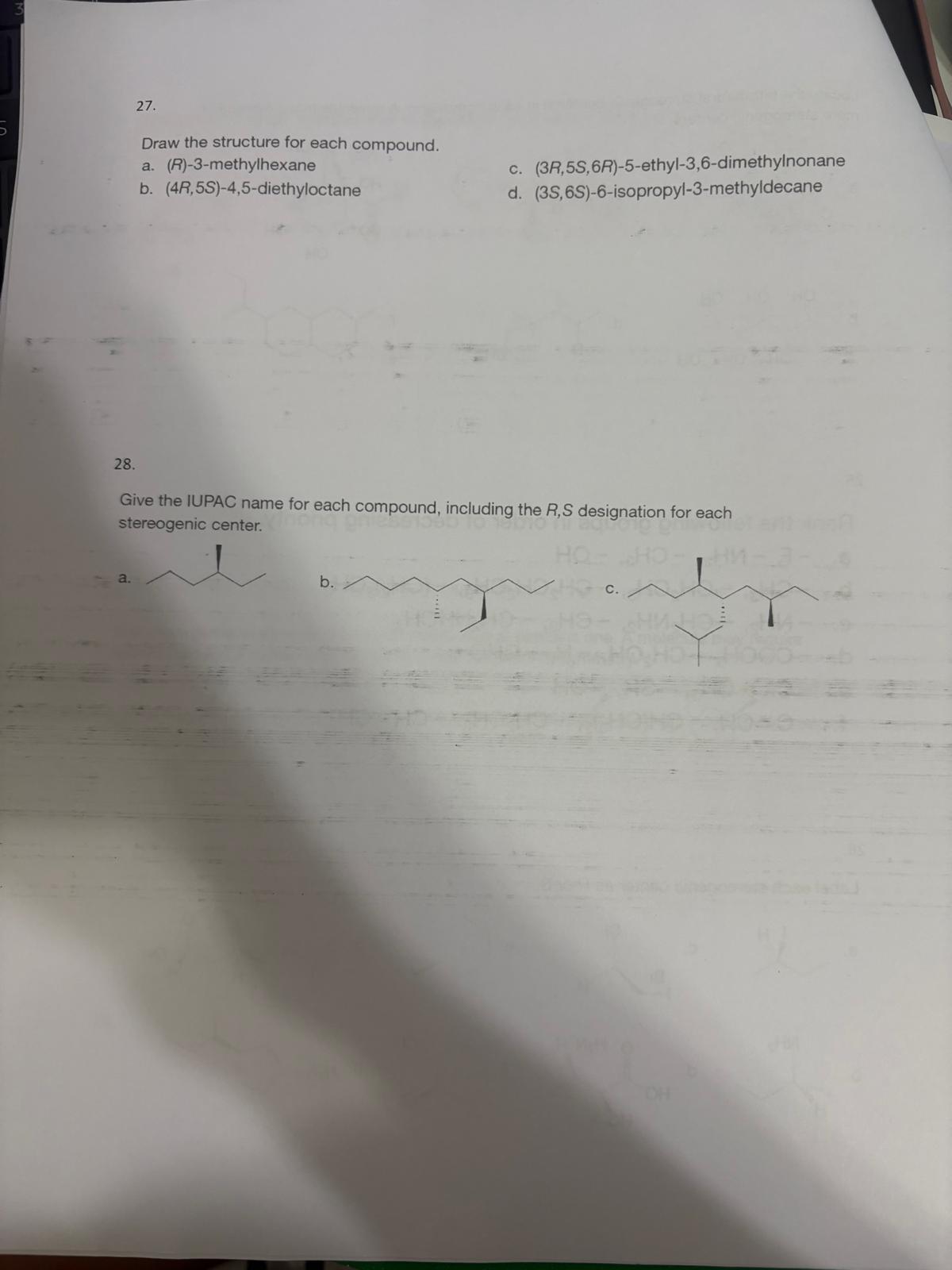Solved 27. ﻿Draw the structure for each compound. | Chegg.com