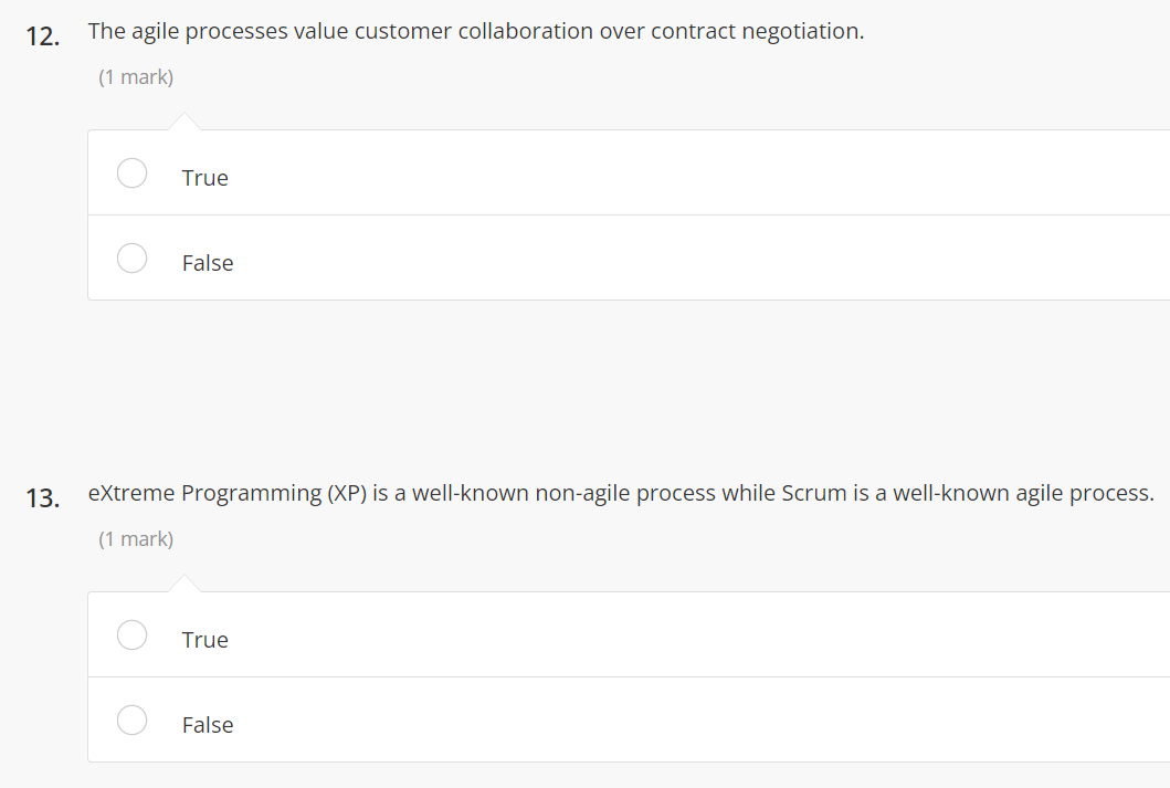Solved 12. The agile processes value customer collaboration | Chegg.com