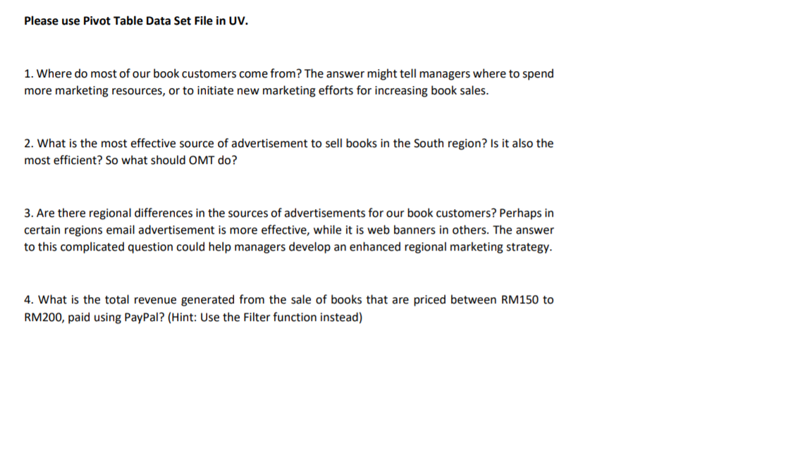 Solved Lab Exercise : Pivot Table Online Management Training | Chegg.com