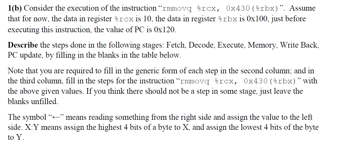 Question 1. In this question, we use the Y86-64 | Chegg.com