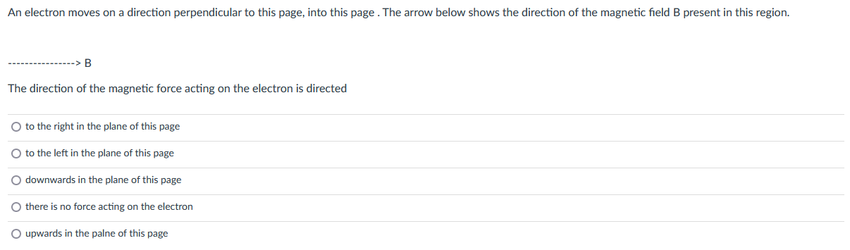 Solved An electron moves on a direction perpendicular to | Chegg.com