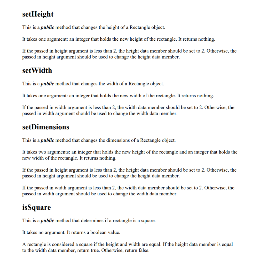 Solved Overview For this assignment, implement the methods | Chegg.com