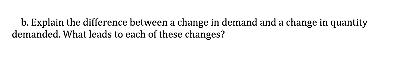 Solved b. Explain the difference between a change in demand | Chegg.com