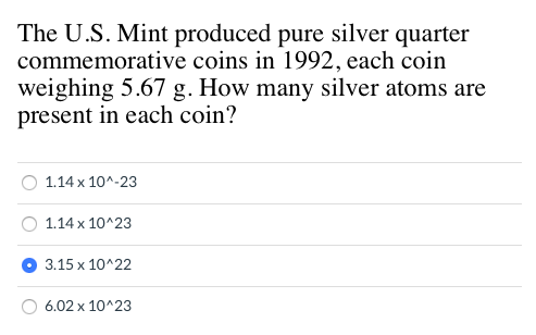 Solved The U.S. Mint produced pure silver quarter | Chegg.com