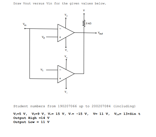 Solved Draw vout versus vin for the given values below. | Chegg.com