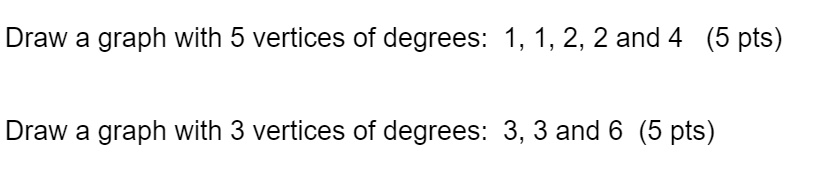 Solved Draw a graph with 5 vertices of degrees: 1, 1, 2, 2 | Chegg.com