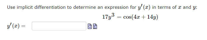 Solved Use implicit differentiation to determine an | Chegg.com