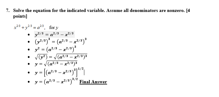 Solved 7. Solve the equation for the indicated variable. | Chegg.com