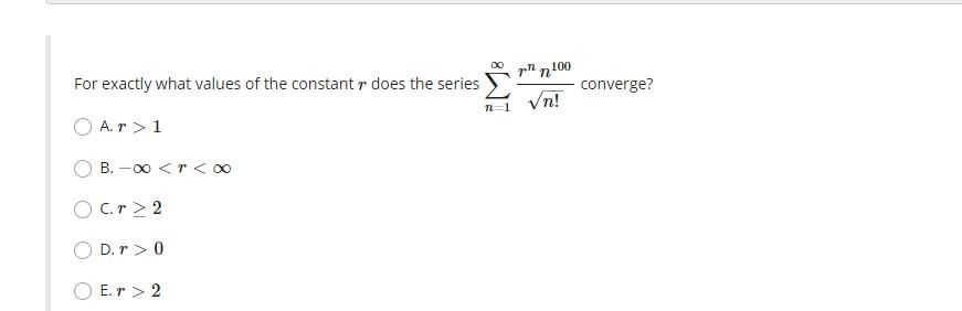 Solved For exactly what values of the constant r does the | Chegg.com