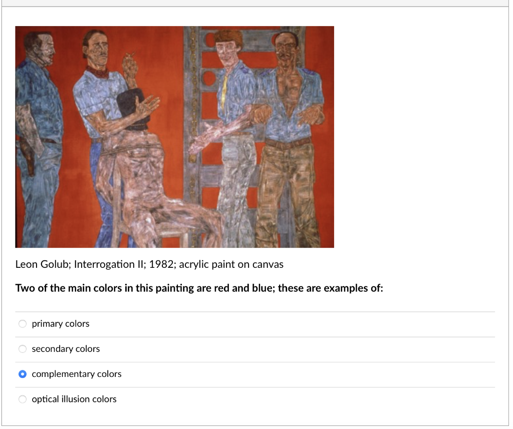 Leon Golub; Interrogation II; 1982; acrylic paint on | Chegg.com