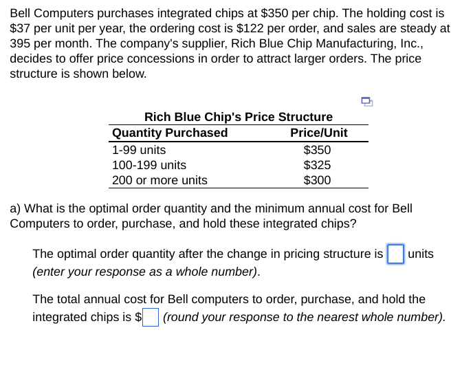 Solved What is The total annual cost for Bell computers to | Chegg.com