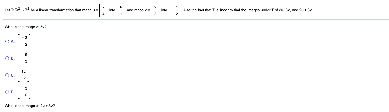 Solved -1 Let T: R2R2 be a linear transformation that maps u | Chegg.com