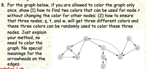 Solved 8. For the graph below, if you are allowed to color | Chegg.com