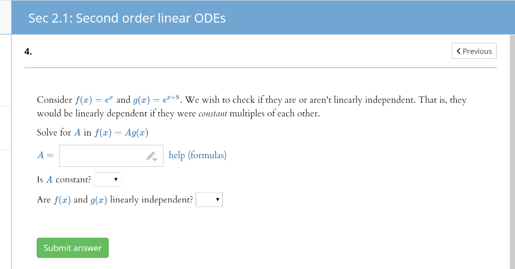 Solved Sec 2.1: Second order linear ODES