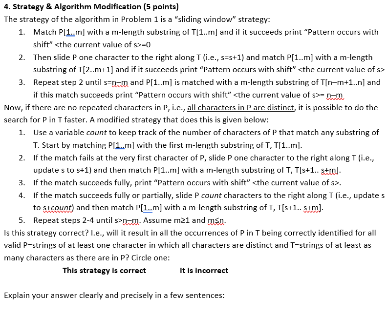 4. Strategy & Algorithm Modification (5 points) The | Chegg.com