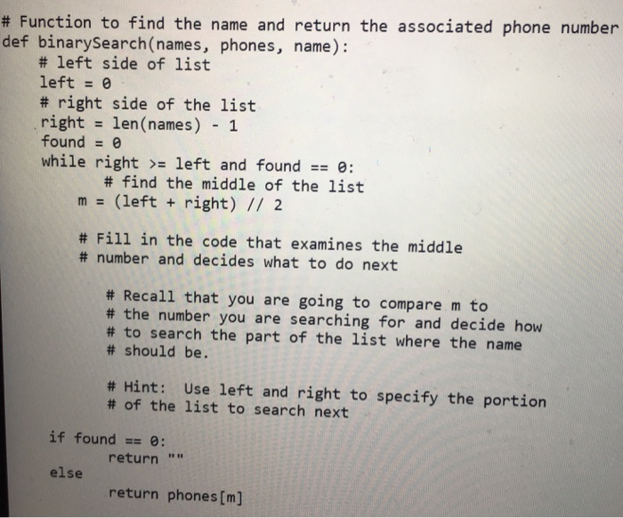 Solved # Function to find the name and return the associated | Chegg.com