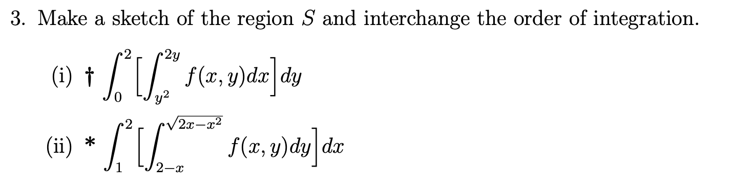 Solved 3. Make a sketch of the region S and interchange the | Chegg.com