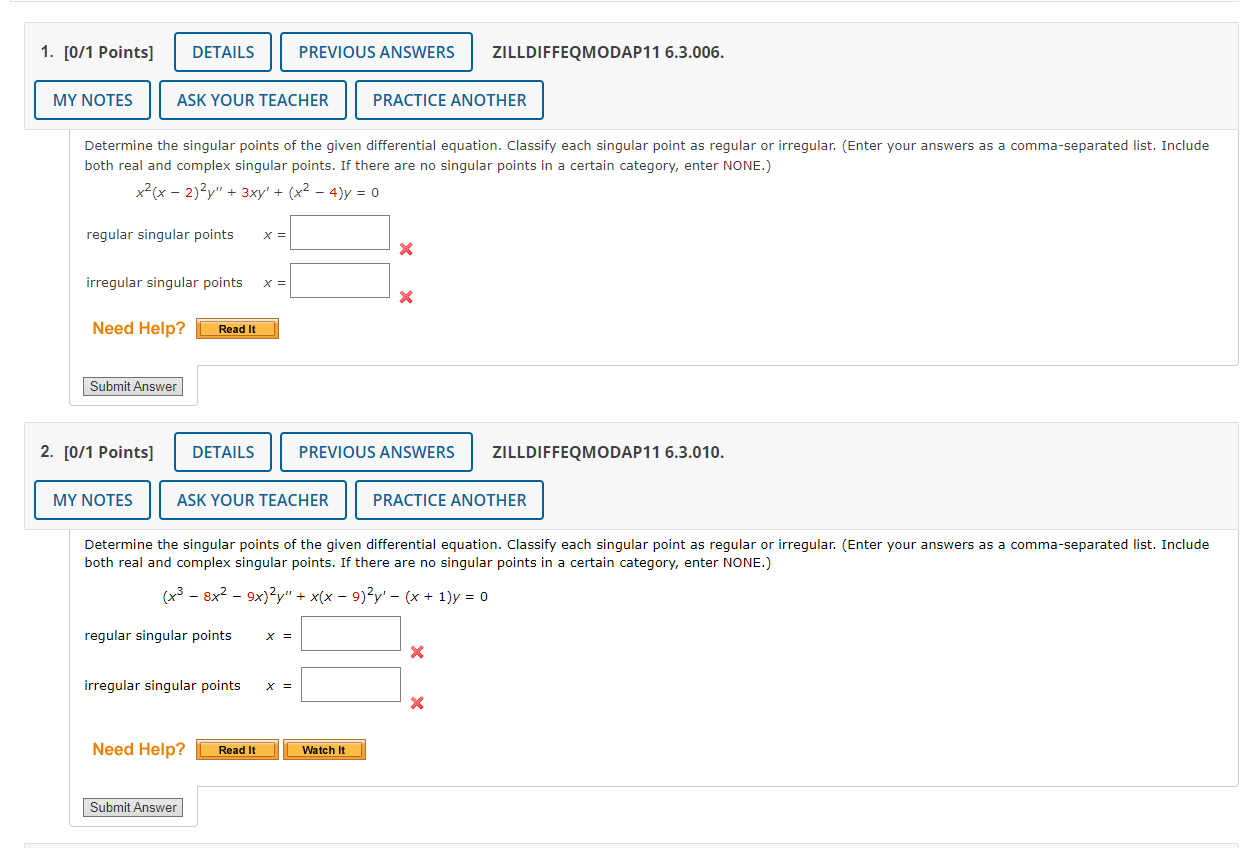 Solved both real and complex singular points. If there are | Chegg.com