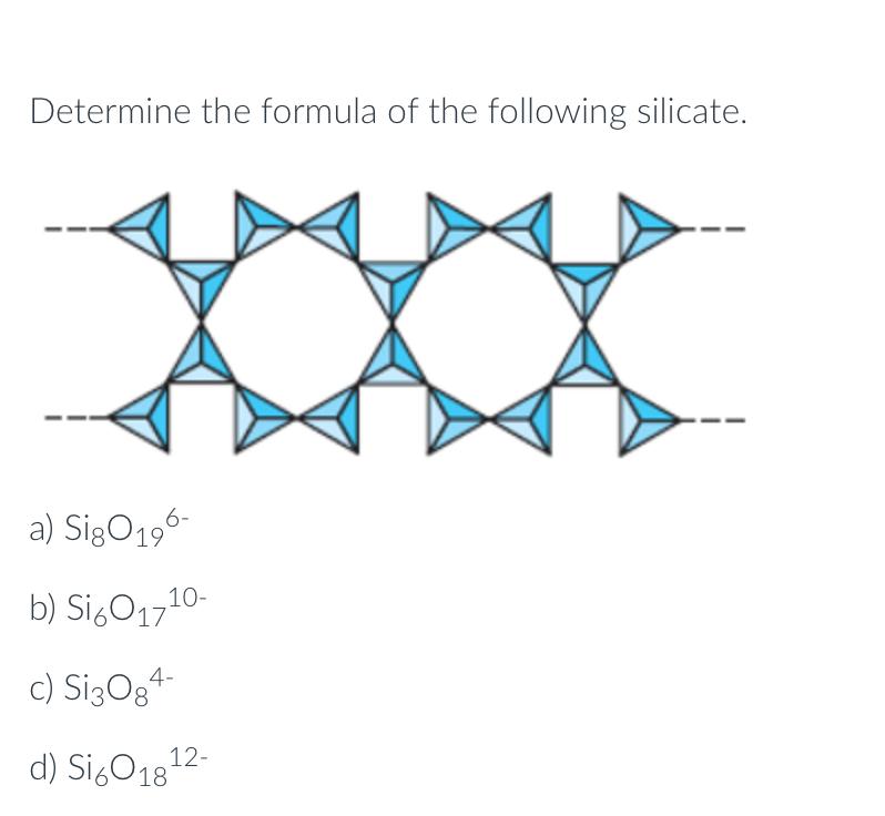 Solved Determine the formula of the following silicate. a) | Chegg.com