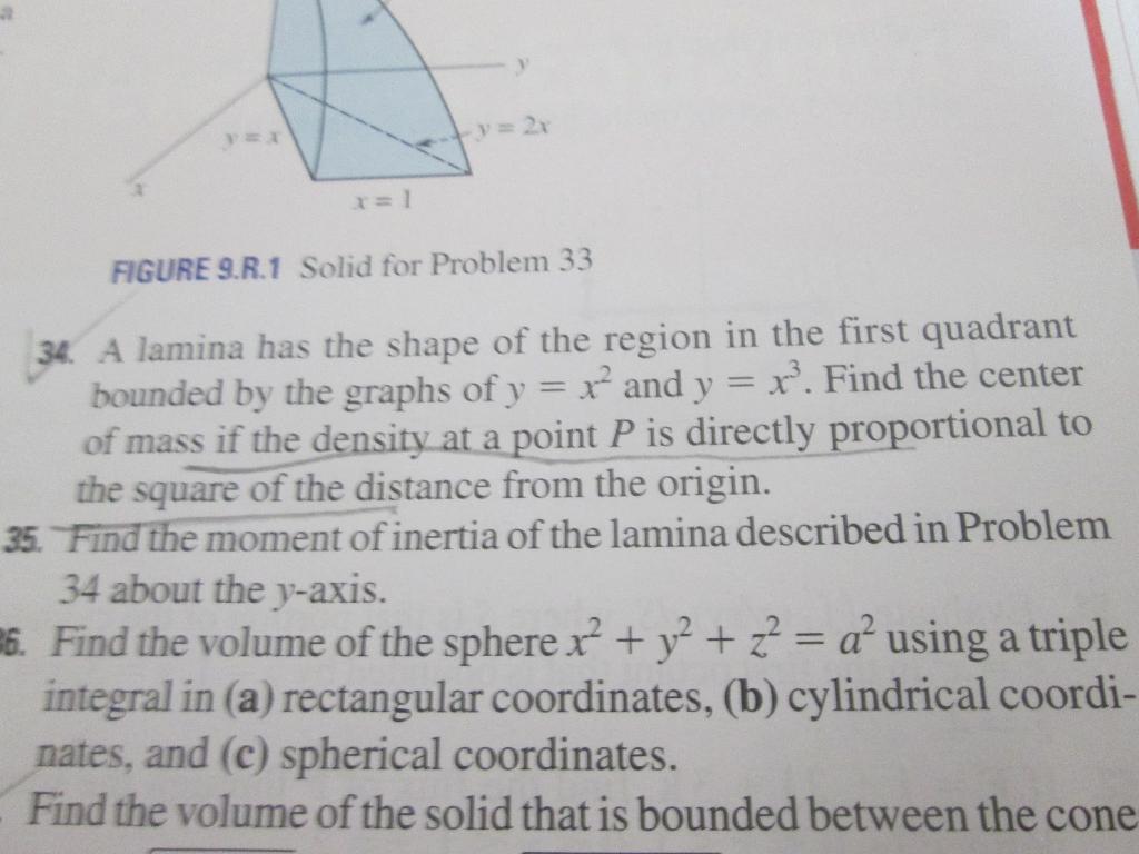 Solved FIGURE 9.R.1 Solid for Problem 33 34. A lamina has | Chegg.com