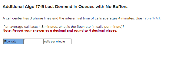 Solved Addltional Algo 17-5 Lost Demand In Queues with No | Chegg.com