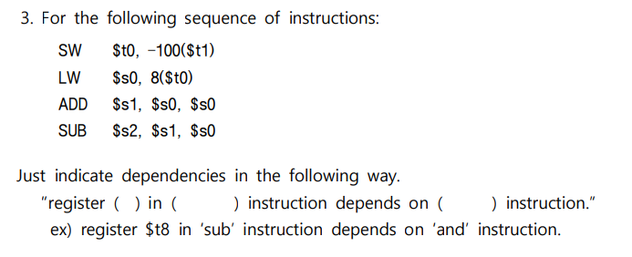 Solved 3. For the following sequence of instructions: Just | Chegg.com