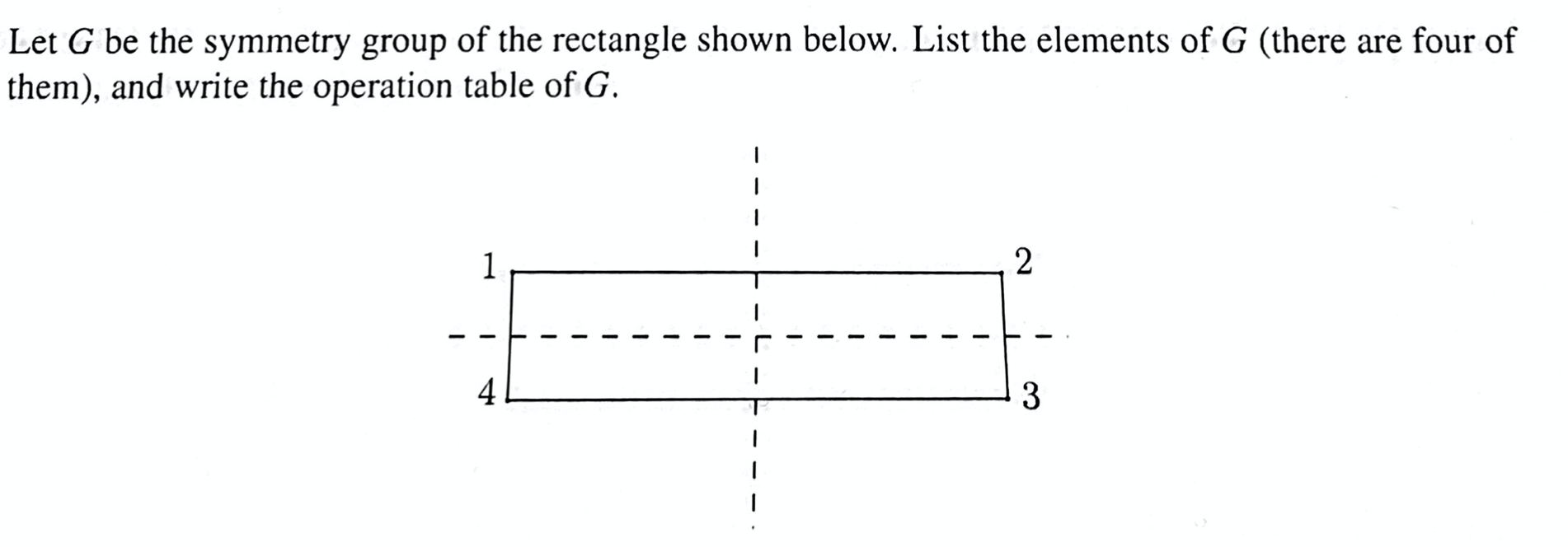 Solved Let G be the symmetry group of the rectangle shown | Chegg.com