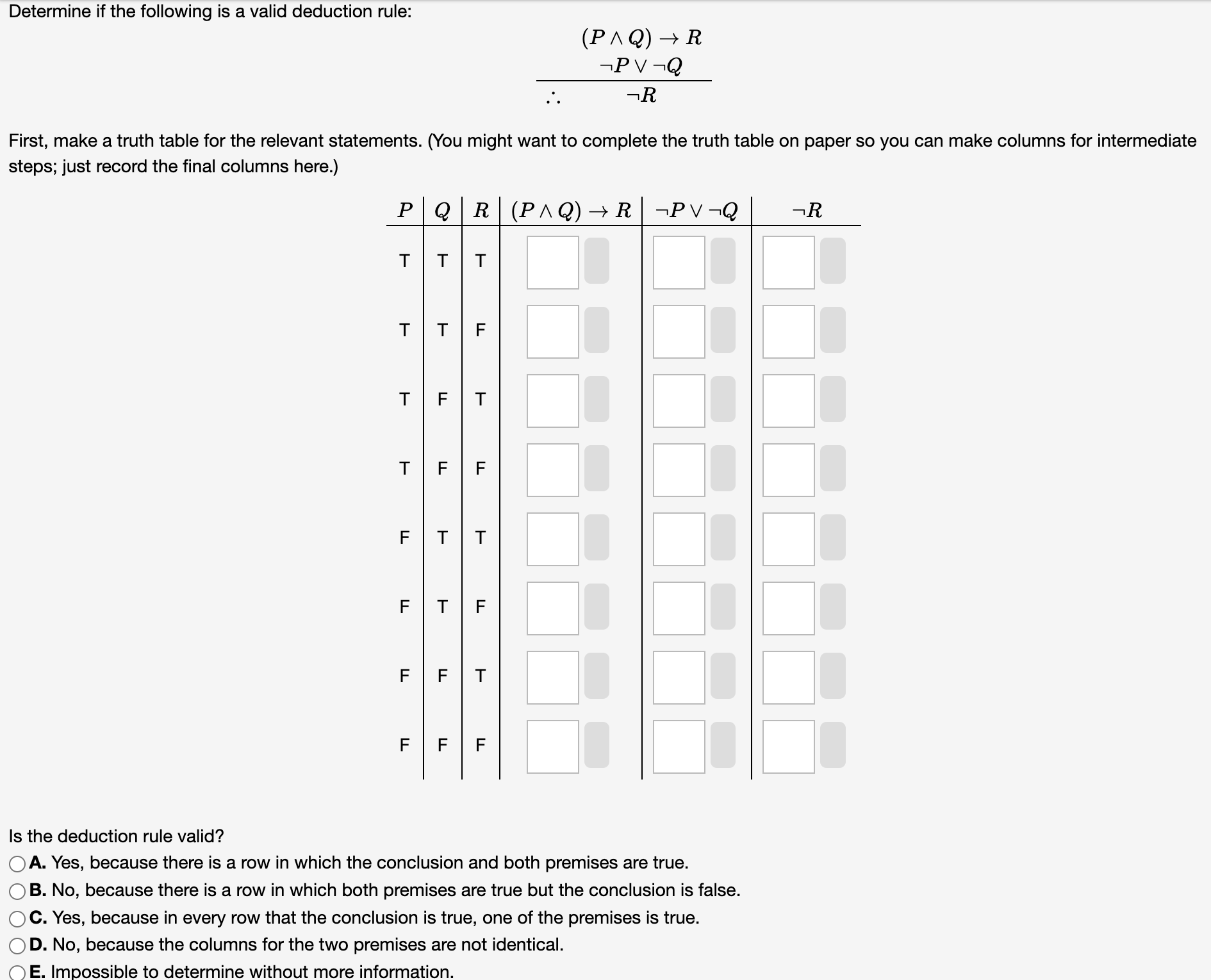 Solved Determine if the following is a valid deduction rule: | Chegg.com
