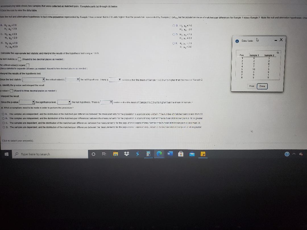 Solved computing table shows two samples that were collected | Chegg.com