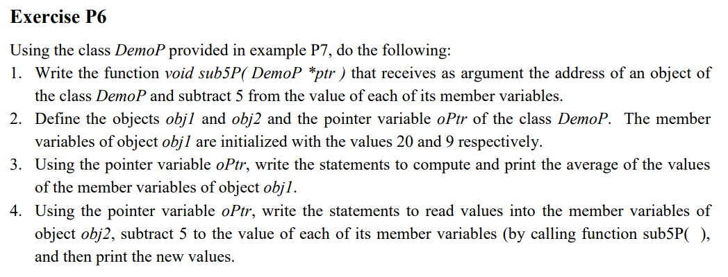 Solved class DemoP \{ public: DemoP ( int num 1=0, int num | Chegg.com Solved class DemoP \{ public: DemoP ( int num 1=0, int num | Chegg.com