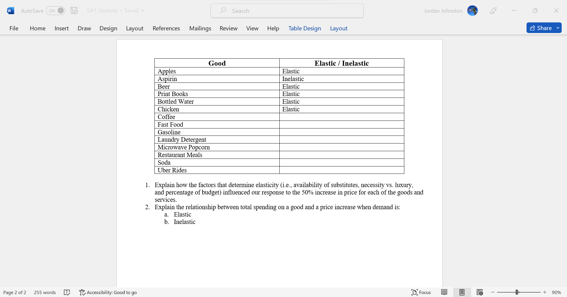 Solved File Home Insert Draw Design Layout References | Chegg.com