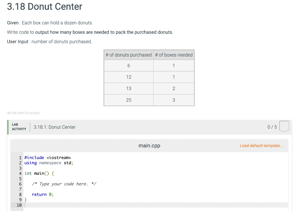 Solved 3.18 Donut Center Given : Each box can hold a dozen | Chegg.com