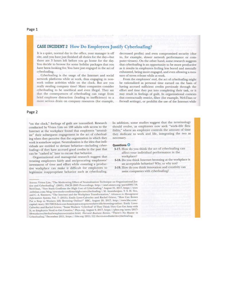 Solved Page 1 CASE INCIDENT 2 How Do Employees Justify | Chegg.com