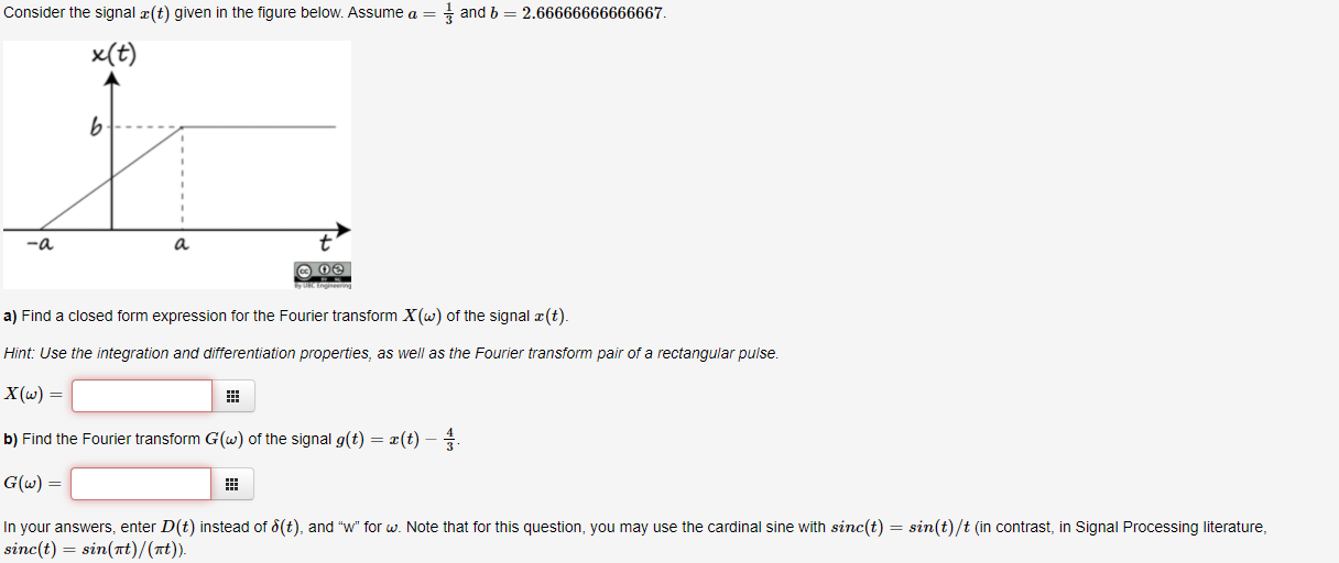 Solved and b = 2.66666666666667 Consider the signal z(t) | Chegg.com