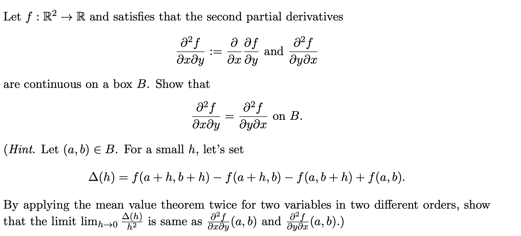 Solved Let f: R2 + R and satisfies that the second partial | Chegg.com