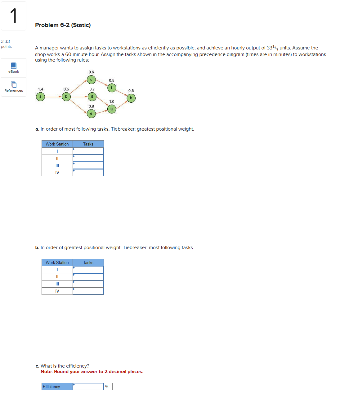 Solved Problem 6-2 (Static)3.33pointsa. ﻿In order of most | Chegg.com