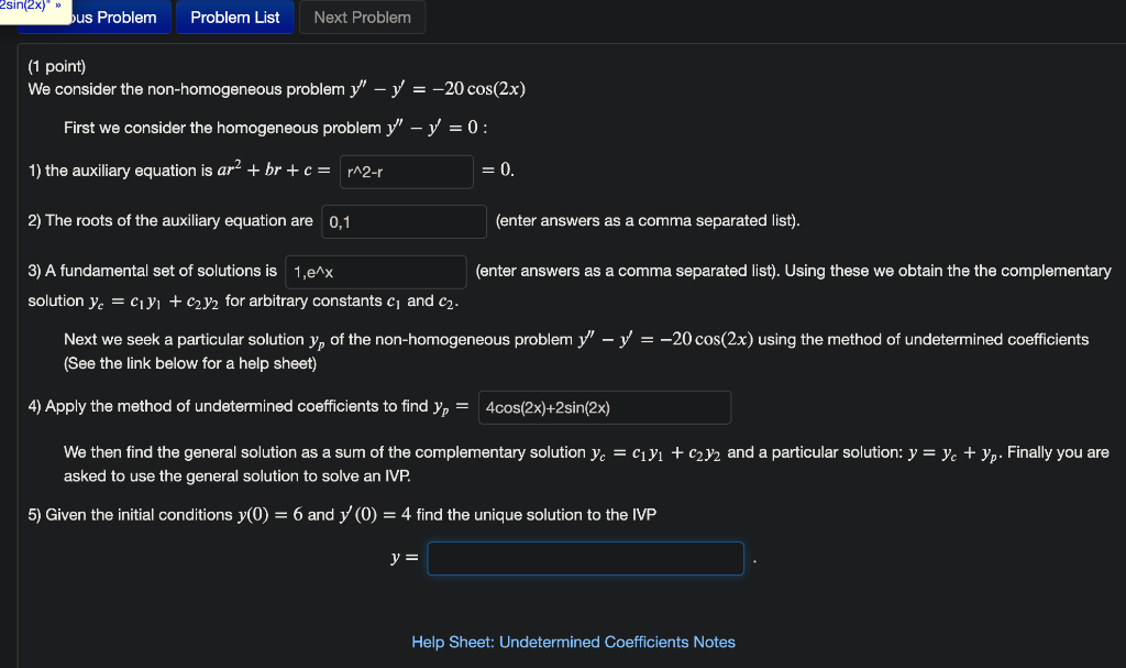 Solved 2sin(2x) bus Problem Problem List Next Problem (1 | Chegg.com