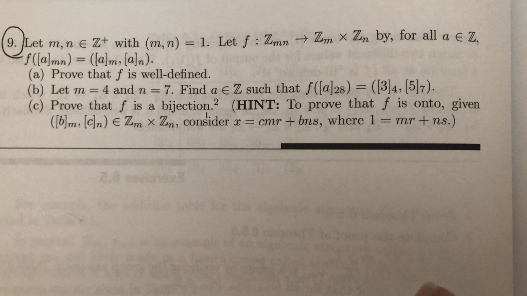 Solved 9·Let m, n E Z+ with (m, n) 1. Let f : Zmn-t Zrn x Zn | Chegg.com Solved 9·Let m, n E Z+ with (m, n) 1. Let f : Zmn-t Zrn x Zn | Chegg.com