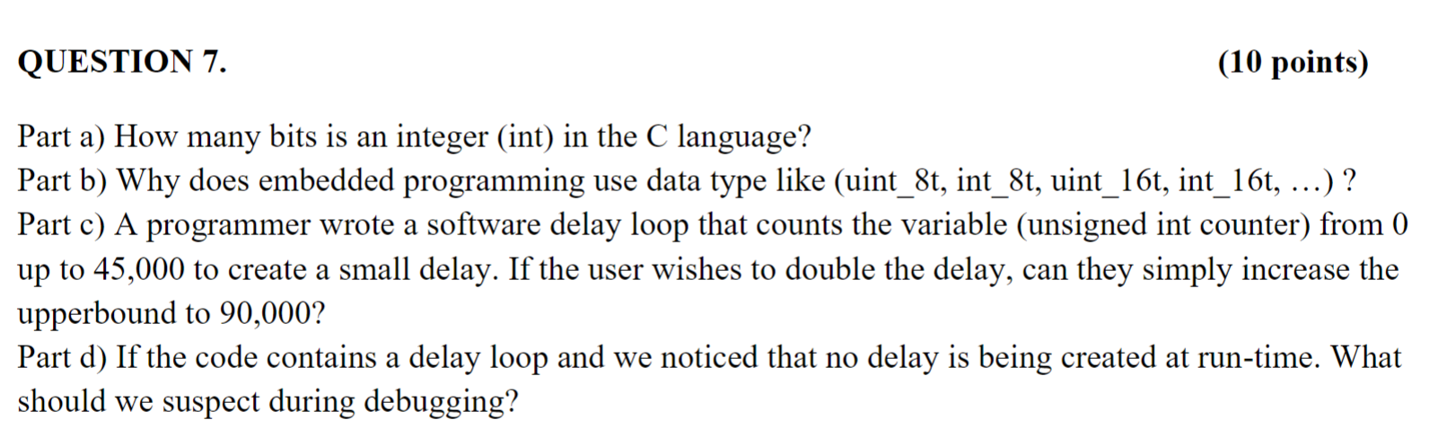 Solved QUESTION 7. (10 points) Part a) How many bits is an | Chegg.com
