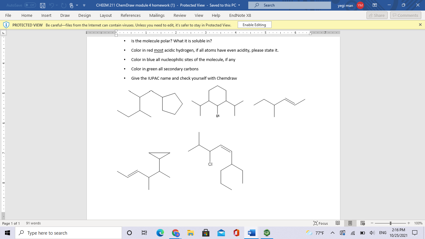 Solved AutoSave Of II CHEEM 211 ChemDraw module 4 homework | Chegg.com