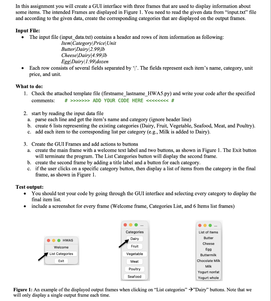 Solved In this assignment you will create a GUI interface | Chegg.com