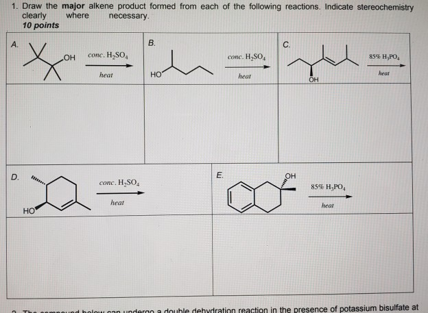Solved 1. Draw the major alkene product formed from each of | Chegg.com