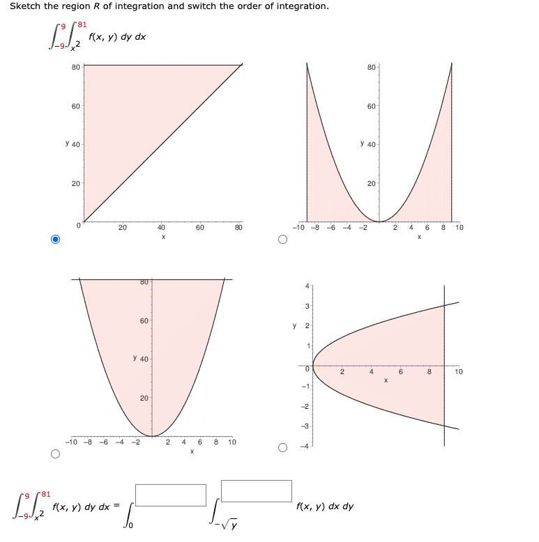 Solved Sketch the region R of integration and switch the | Chegg.com