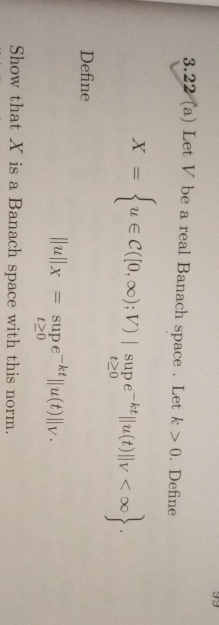 Solved 3.22 (a) ﻿Let V be ﻿a real Banach space . ﻿Let k>0. | Chegg.com