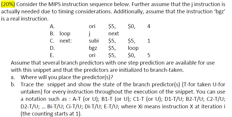 Solved (20%) Consider the MIPS instruction sequence below. | Chegg.com
